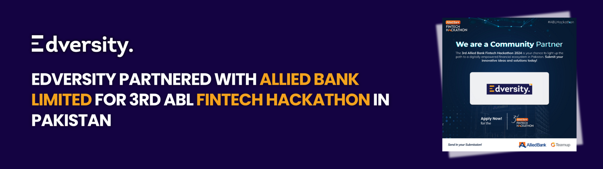 Edversity partnered with Allied Bank Limited and Teamup for 3rd Allied Bank Fintech Hackathon ...